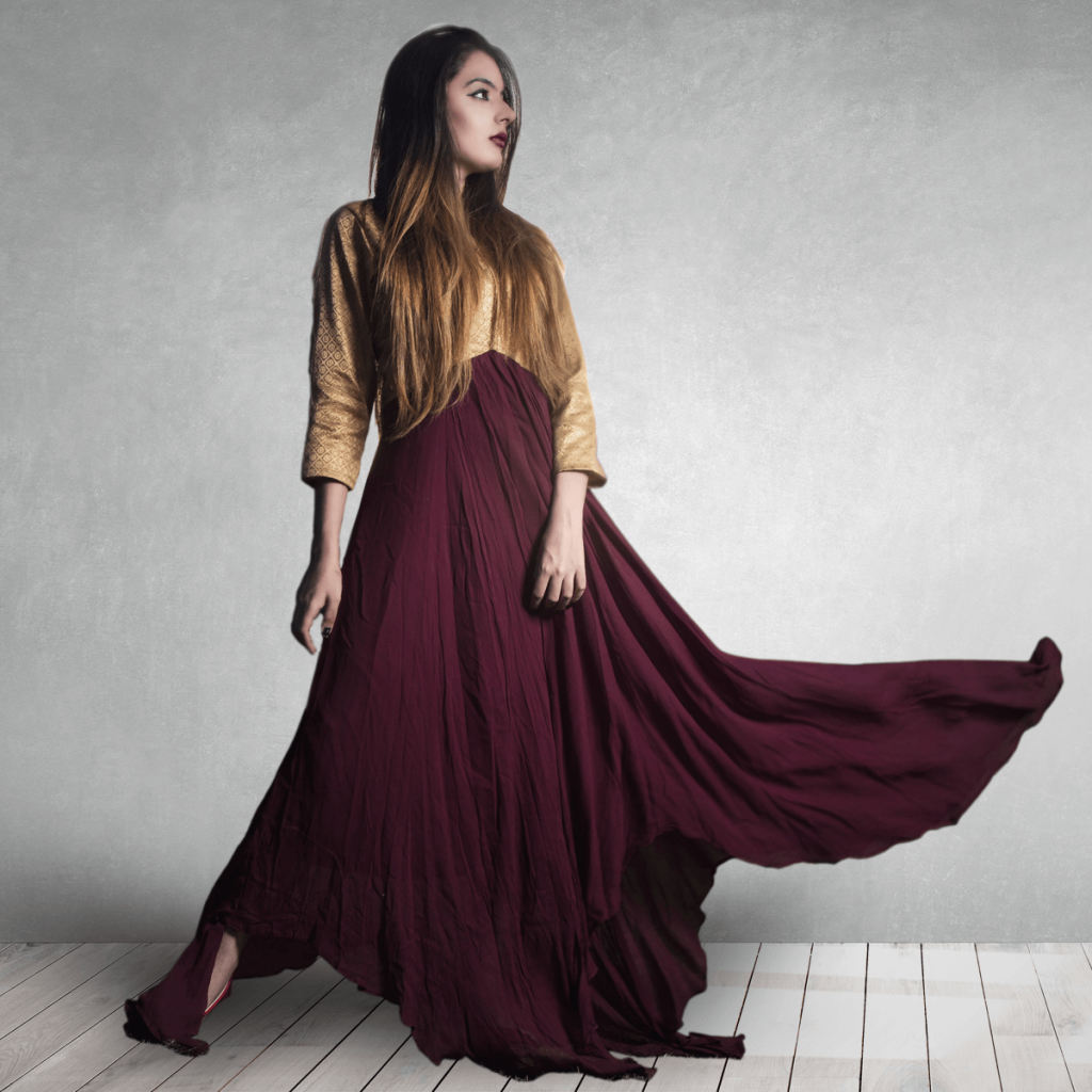 Georgette Flowy Gown – KR.Couture